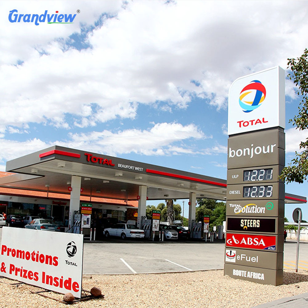 Grandview led illuminated standing pylon gas station petrol pump ...