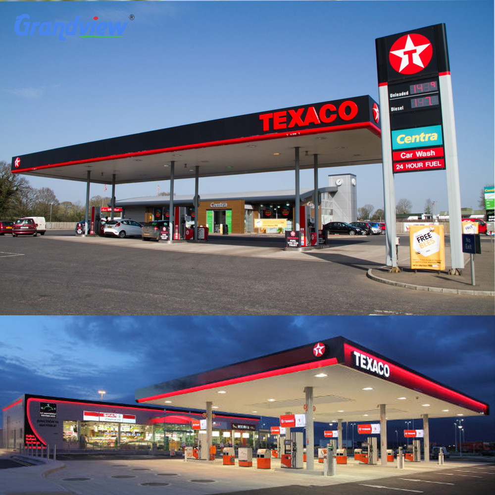Grandview led illuminated standing pylon gas station petrol pump ...