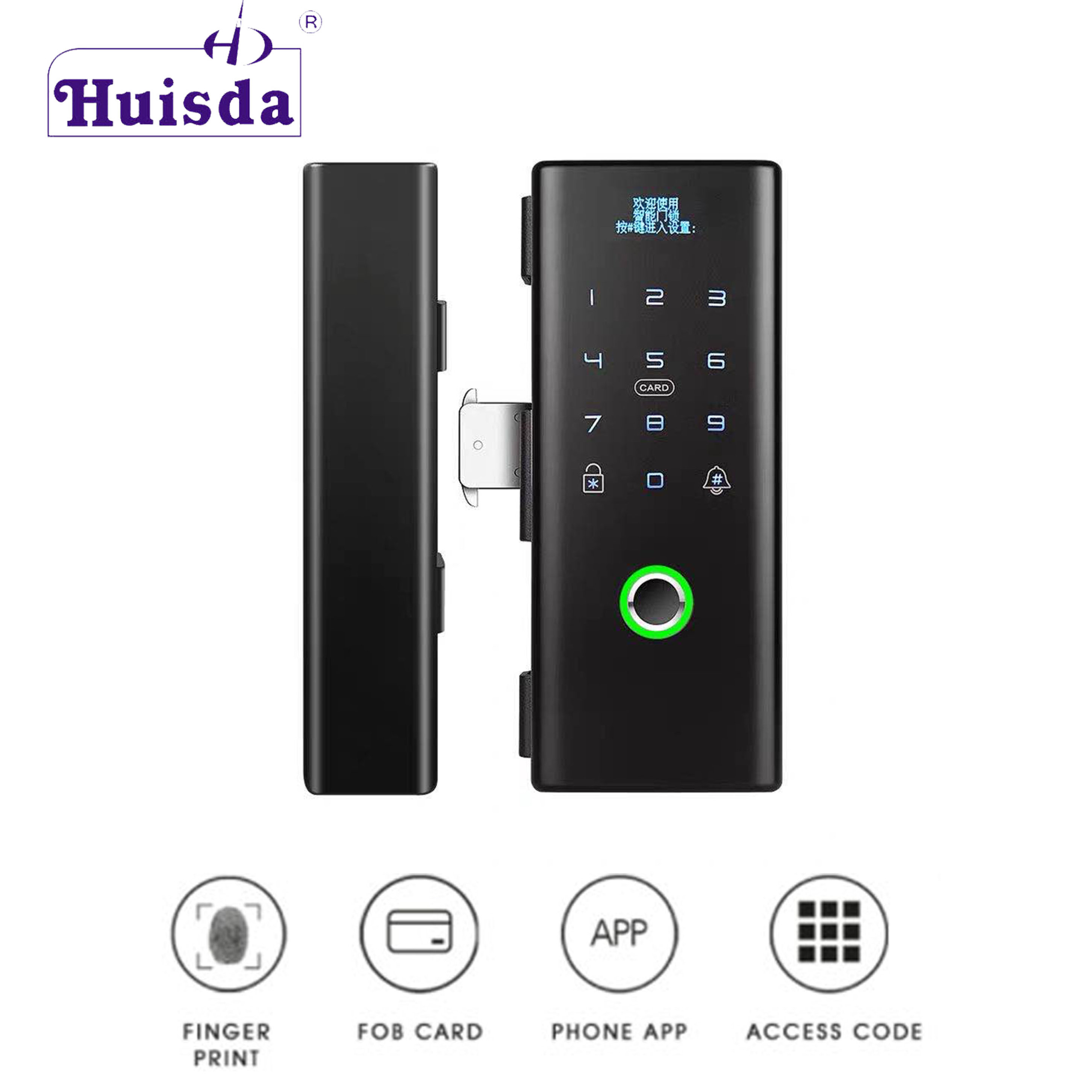 Smart Lock Glass Door No Key Intelligent Fingerprint Lock For Glass ...