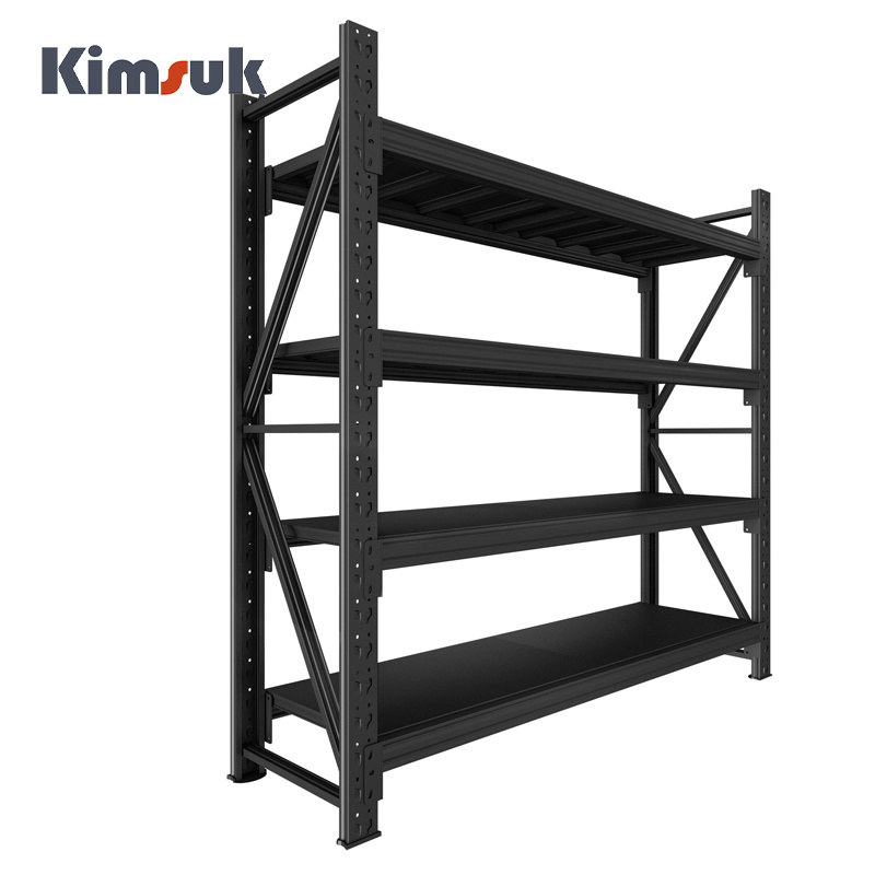 Custom Shelving 100 200 300 500Kg layer Black 4 Tier Warehouse Storage ...