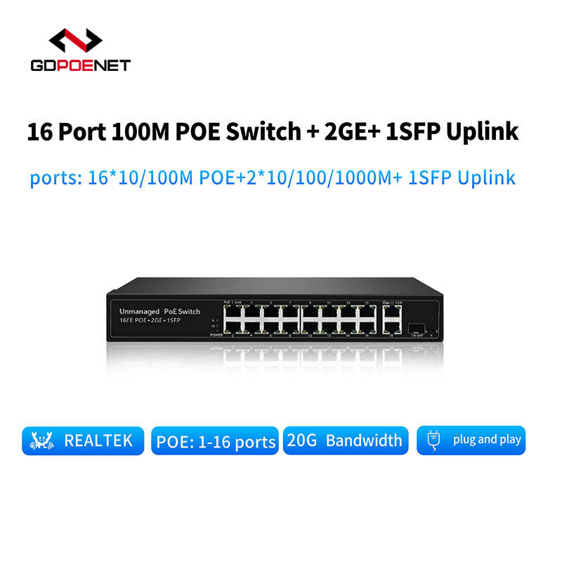 IP Camera 10/100mbps Unmanaged PoE Switch 4 8 16 24 Port Network Switch ...