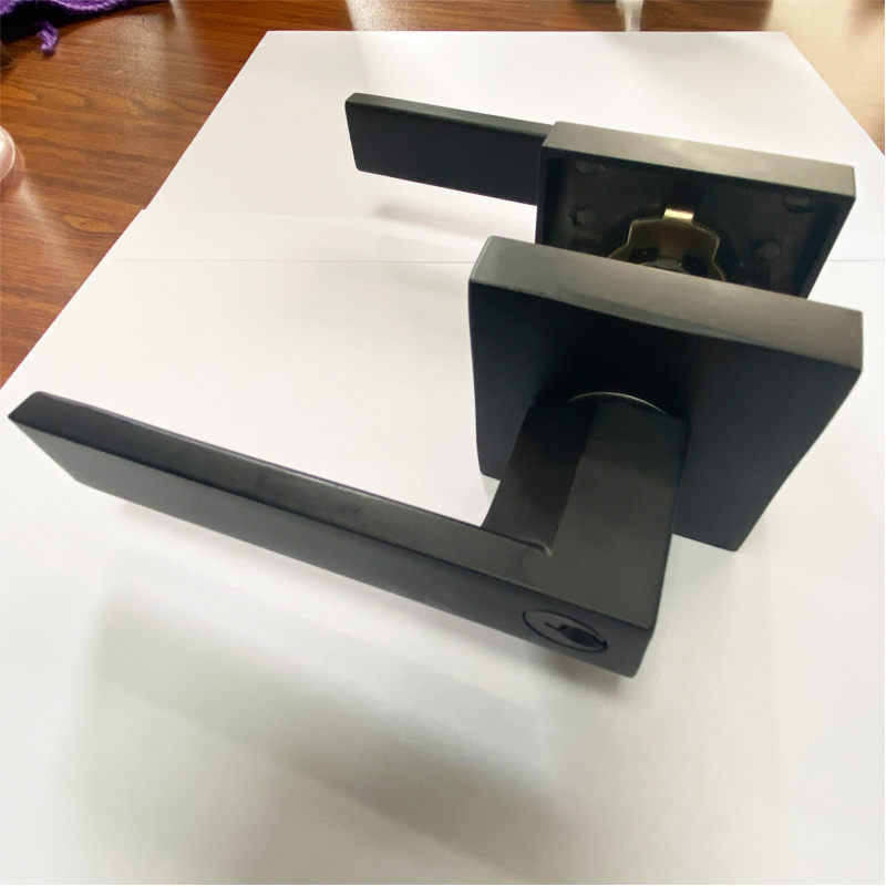 Door Lock Handle Set Black Square 3 Lever Lock Aluminum heavy Duty ...