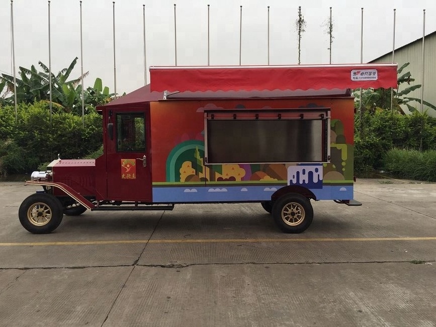 Popular vintage style electric food delivery vehicle fast food cart in ...