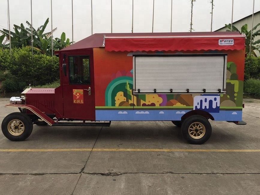Popular vintage style electric food delivery vehicle fast food cart in ...