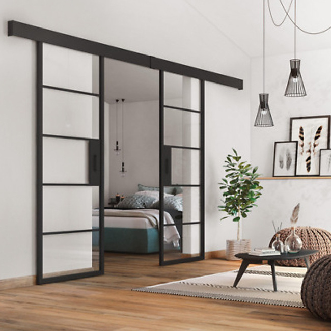 Home Study Room Aluminum Interior Glass Doors Metal Frosted Glass ...