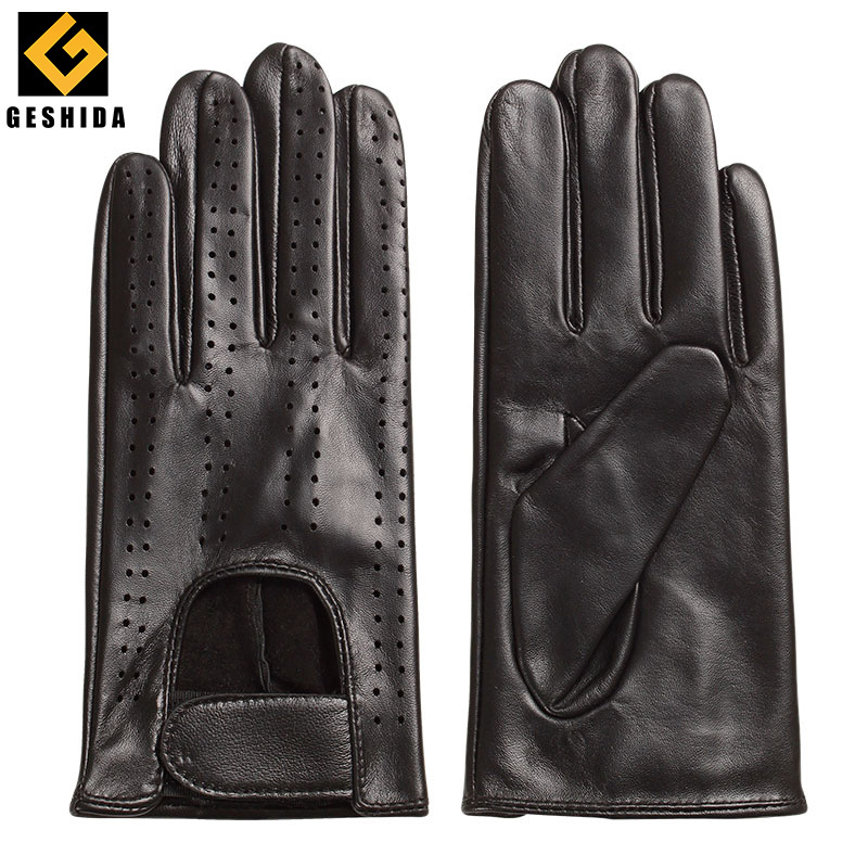 Fashion hole thin touch sexy lady dress genuine red leather gloves ...