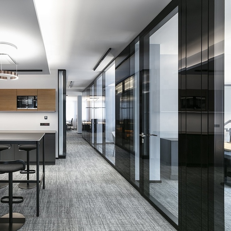 Soundproof office partitions glazed partition glass separation wall for ...