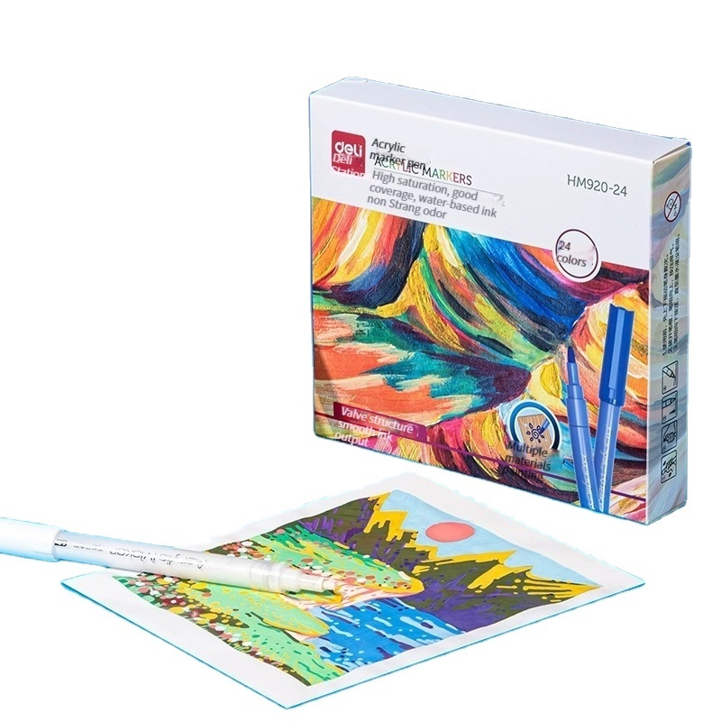 Deli HM920-24 Marker Pen Waterproof and Opaque Guka Color Pen for ...