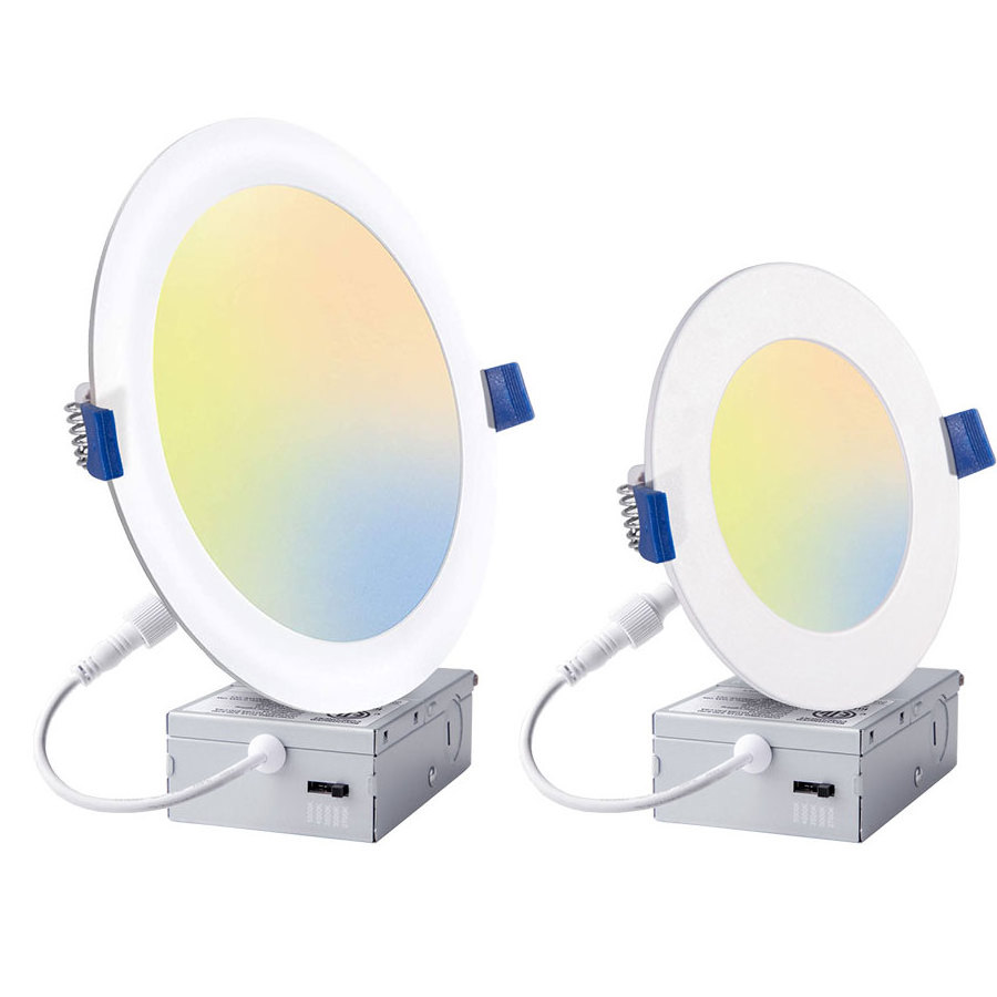 2 4 6 8 inch dimmable cct led recessed wafer cob adjust down lights ...