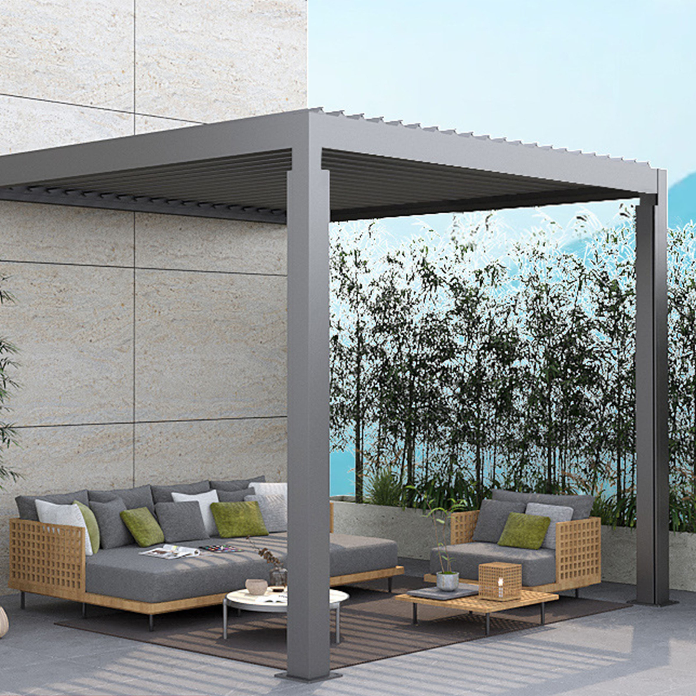 Electric Waterproof Automatic Louver Pergola 4,X 450 Outdoor Aluminum ...