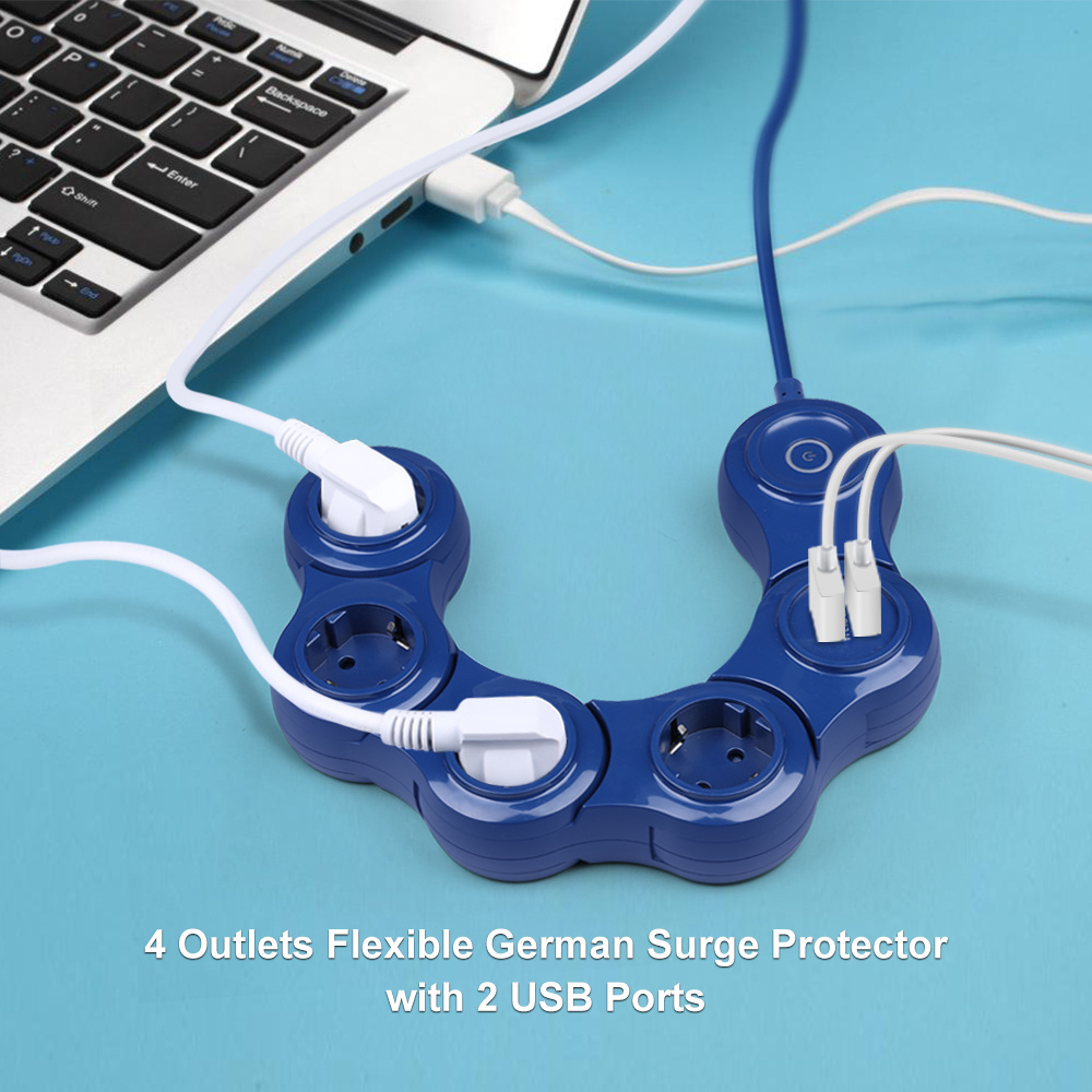 EU Standard 4 way 220V socket 3.1A usb power extension flexible sockets ...