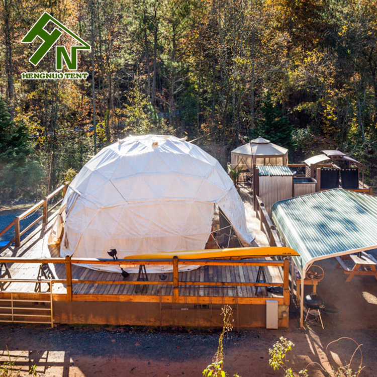 Outdoor Camping Luxury Prefab House Family Glamping Geodesic Dome Tent ...