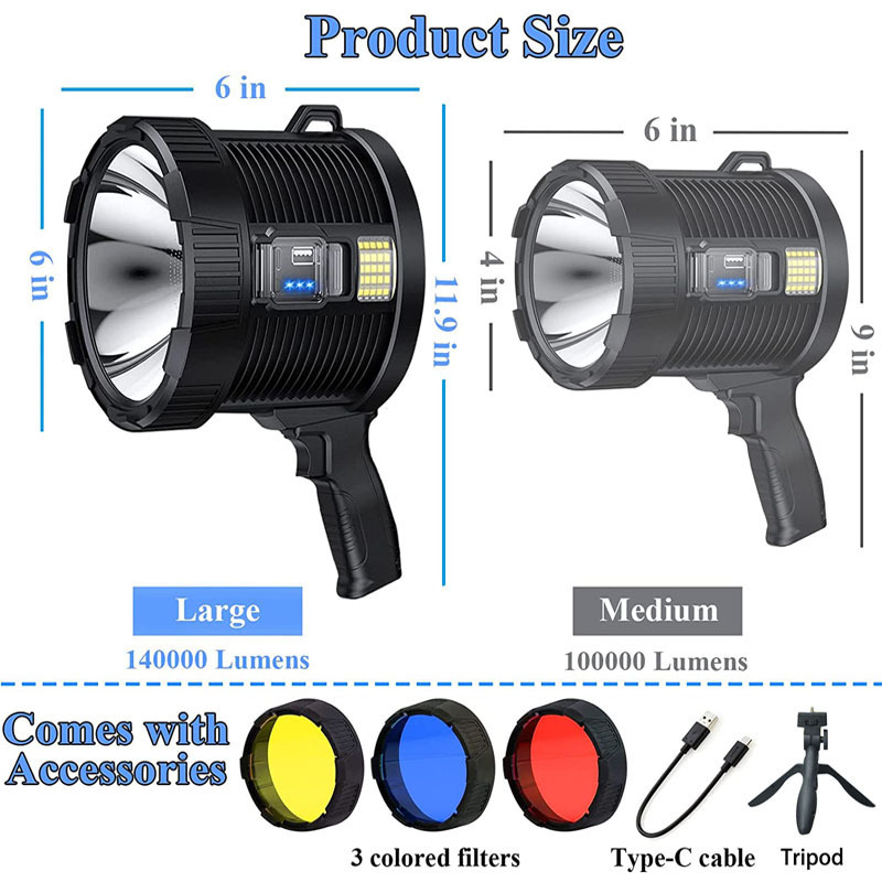 Rechargeable Flashlight with Tripod 6 Modes IPX7 Waterproof Led ...