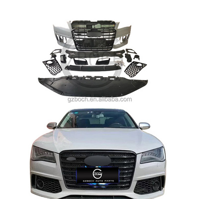 Auto parts for Audi A8 upgrade RS8 style body kit rs8 front bumpers with car grills diffuser tips BestSuppliers