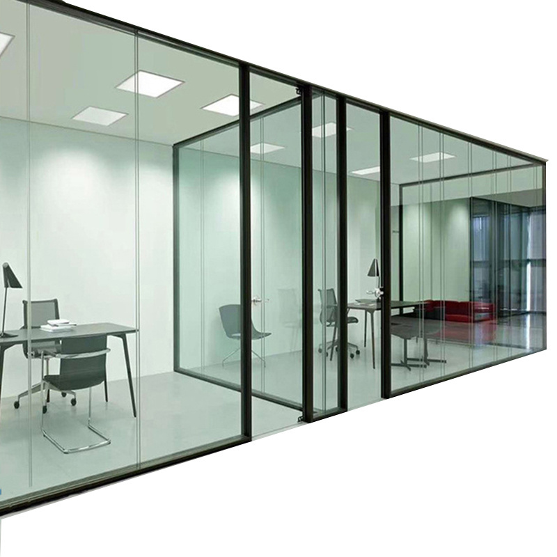 Modern Conference Room Divider Office Aluminum Single Frosted Glass ...