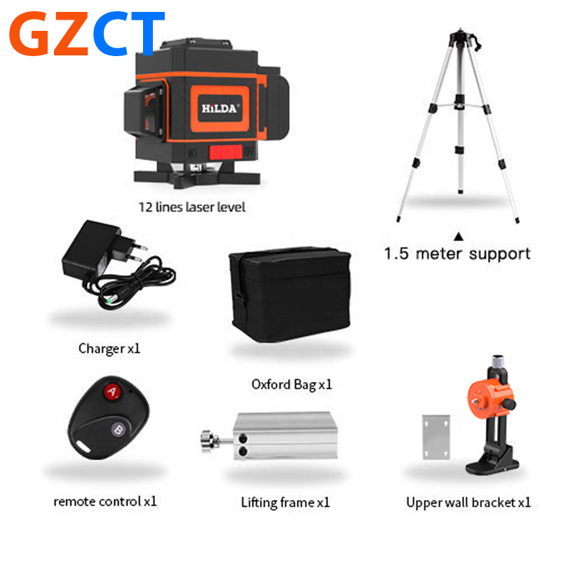 Laser Level 12 Lines 360 Orange Self-leveling With 1.5m Tripod Cheap ...