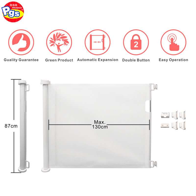 Multi-Function White Baby Gate Folding Retractable Stairs Barrier ...