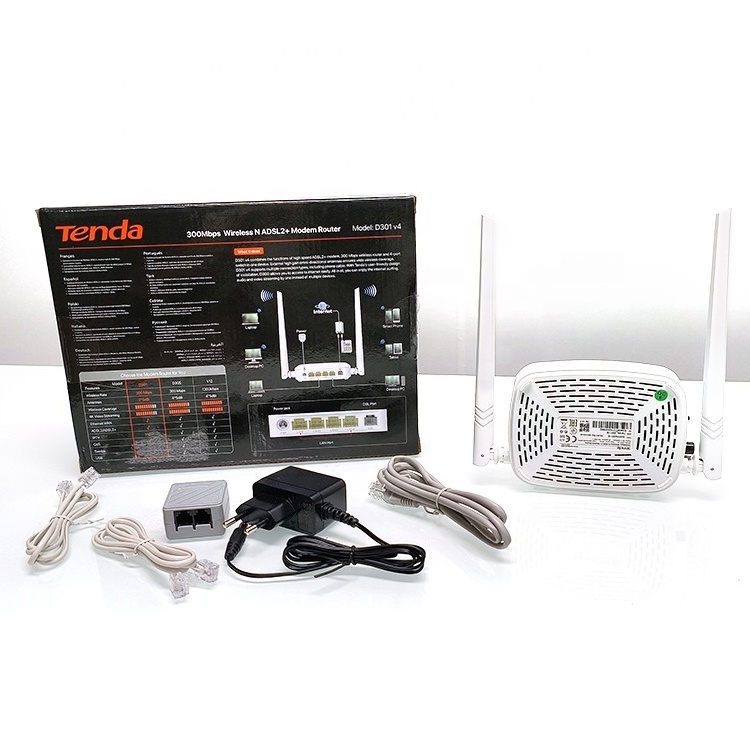 N Adsl2+ Modem Router Tenda D301 V4 300Mbps Wireless Internet Wifi ...