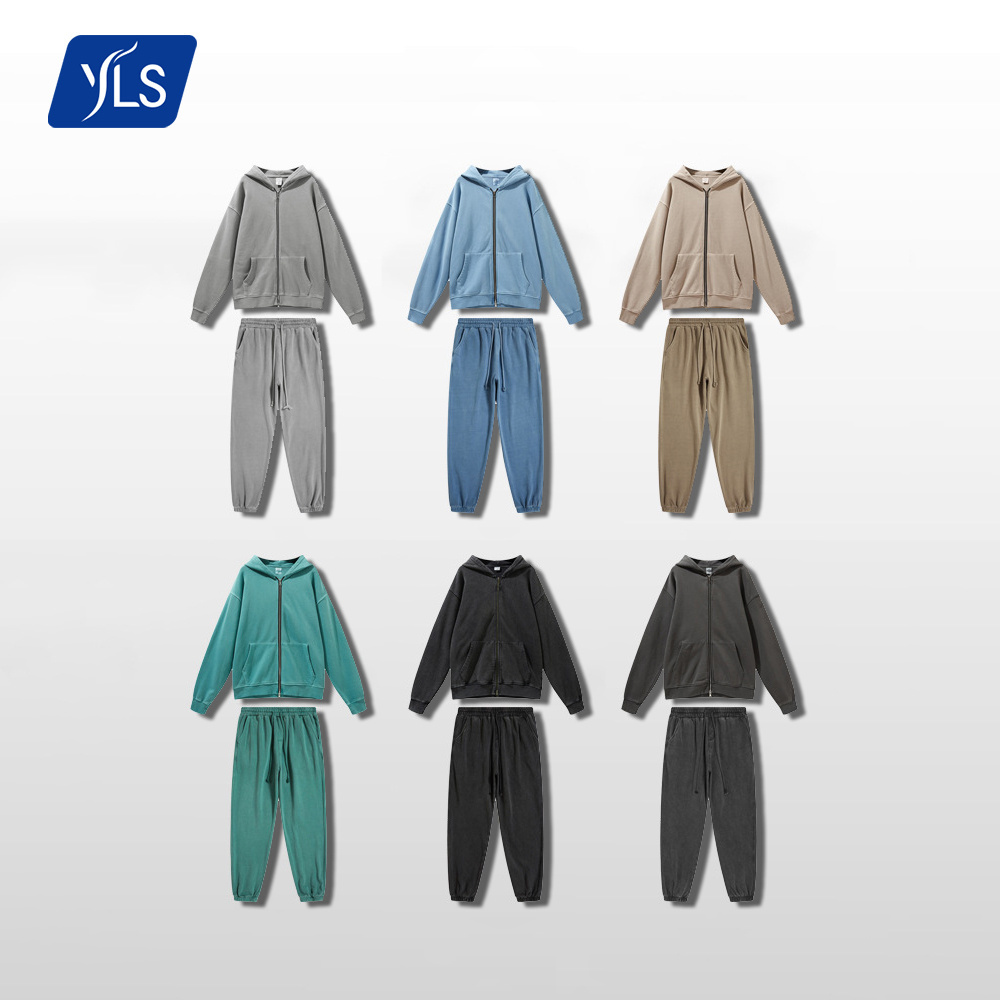 YLS Wholesale Men Sweat Suits Oversized Thick French Terry Vintage ...