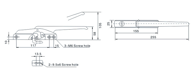 Cool room Mechanical Edge mount Cam-lift safety handle lock latches YL ...