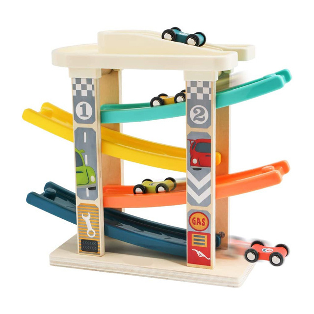 Wooden toy Toddler Wooden Race Track Car Ramp Toys Motor Skills Race ...