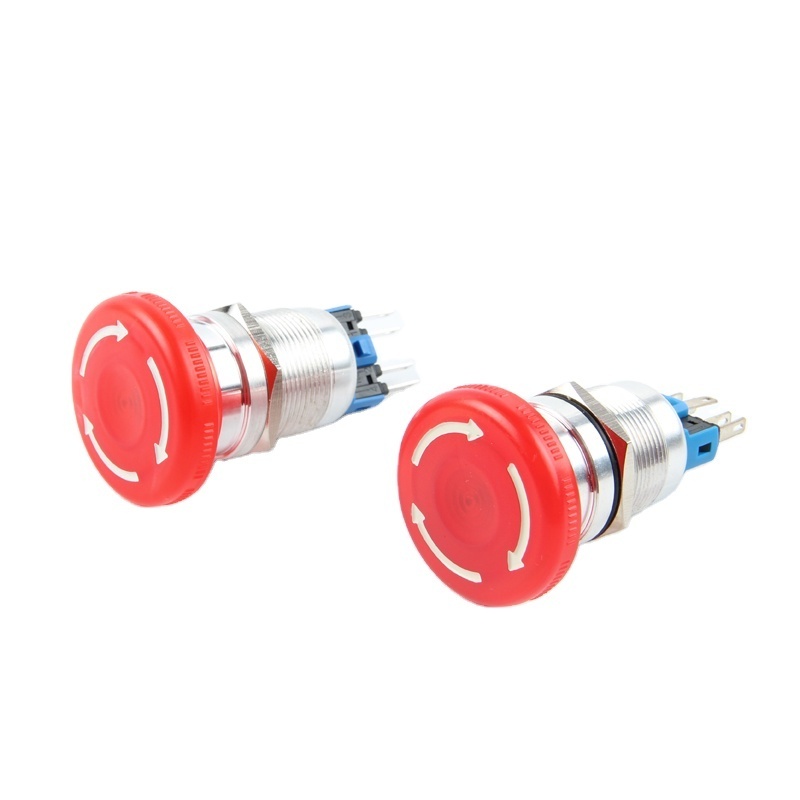 HABOO Metal Emergency Stop Button Switch 22mm mushroom head emergency STOP knob self-locking ...