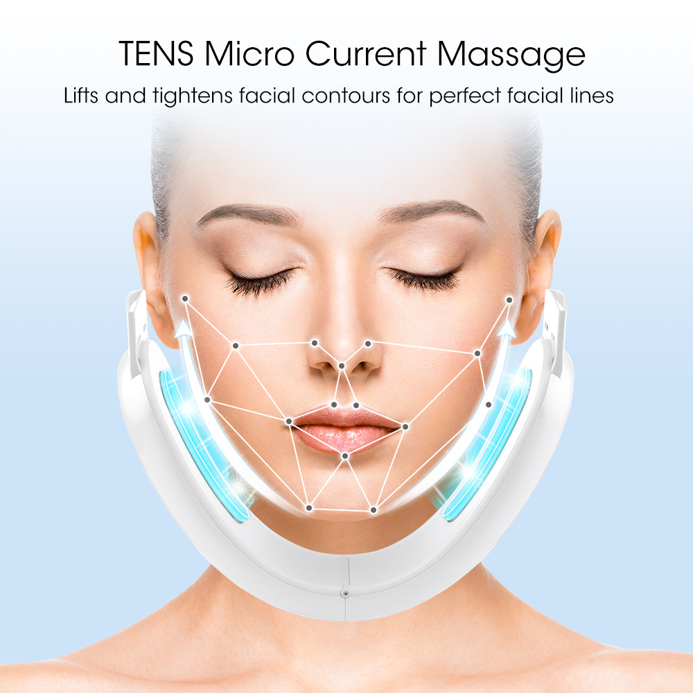 Microcurrent Face Shaper Double Chin Slimming Beauty Device V Shape Face Lift Belt EMS Facial ...