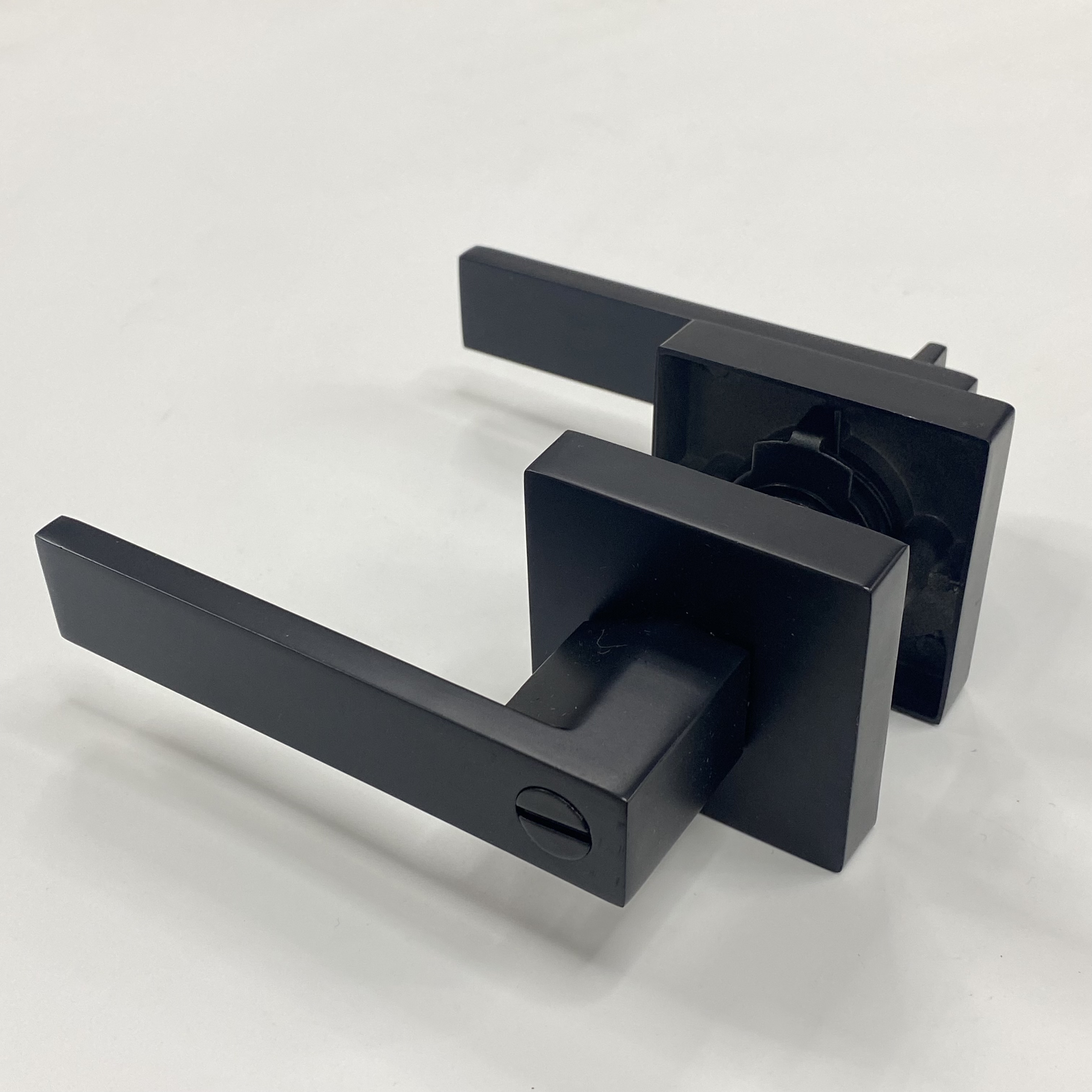 Hotel Glass Locks Square Stainless Steel Matte Black Door Lock Handles ...