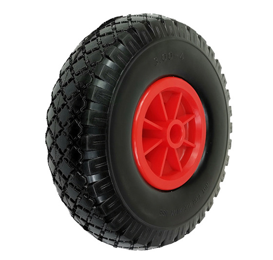 HKT1444 Plastic rim Roller bearing wheels 3.00-4 puncture proof solid ...