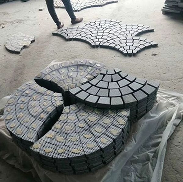 garden pool brown natural granite pavers basalt fan pattern paving ...