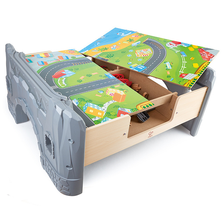 Hape Wooden Train Track on Table DIY Build Toy Set 70 Pcs Railway Train ...