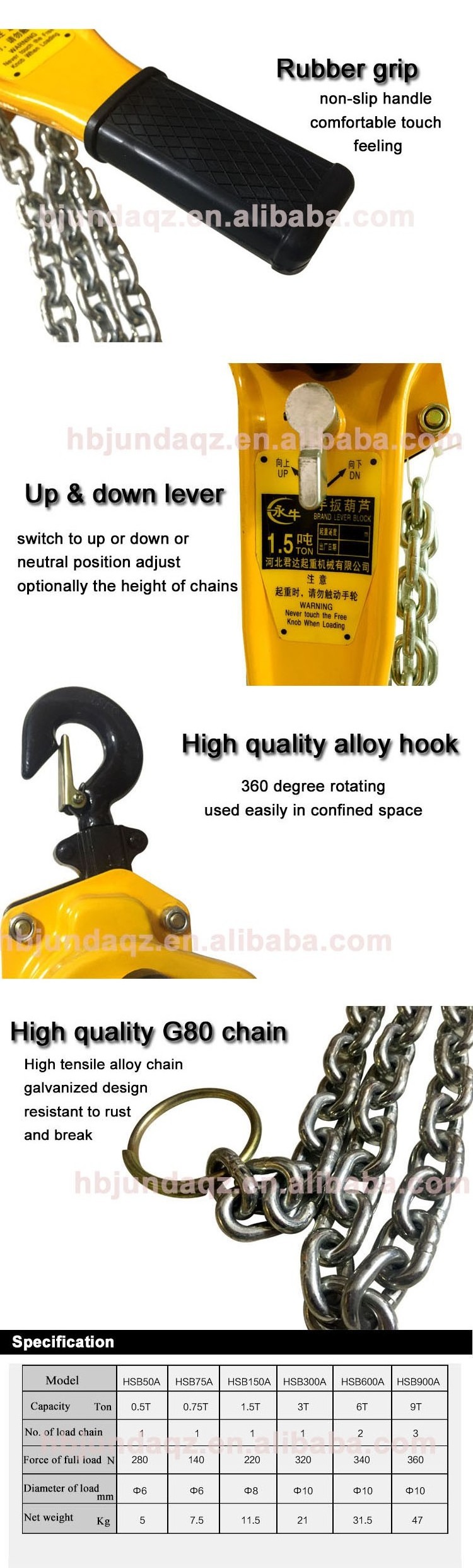 HSH-VA Type Lever Chain Block /Ratchet Lever Hoist/Lever Crane ...