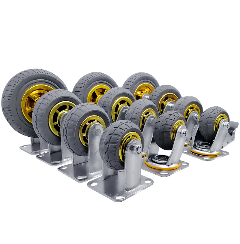3 4 5 6 8 Inch Foam Rubber Heavy Duty Wheel Caster Solid core Large ...