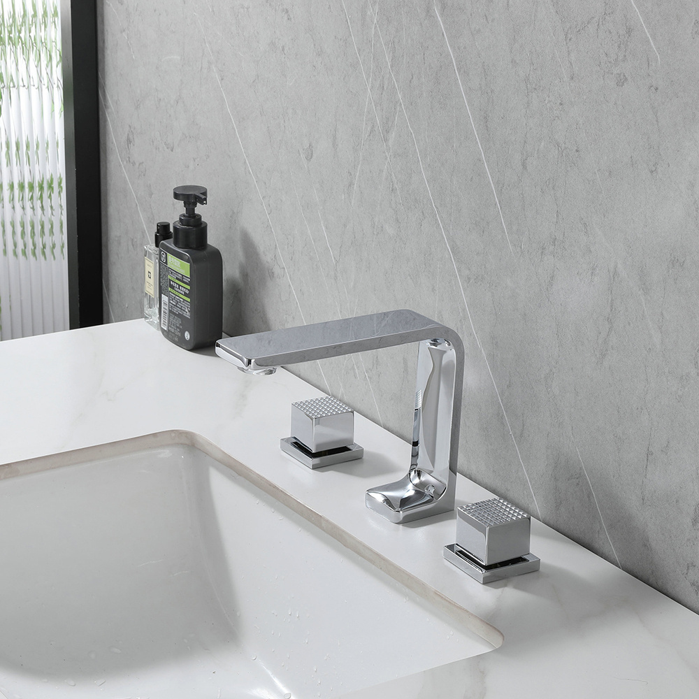 304 Stainless steel 3 holes taps waterfall mixer bathroom wash basin ...