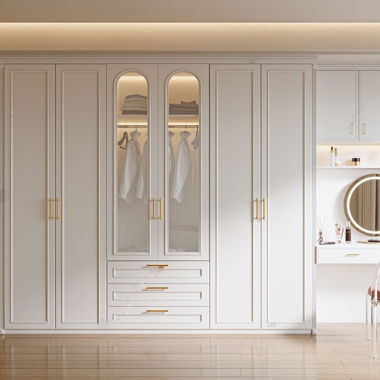 Elegant Wardrobe Couple Bedroom Furniture Dresser And Multipurpose ...