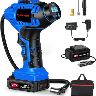 Hehui 20V Mini Small Electric Inflator Handheld Air Pump Silent Digital Tire Inflator With Pressure Gauge For Car Bike Tires BestSuppliers