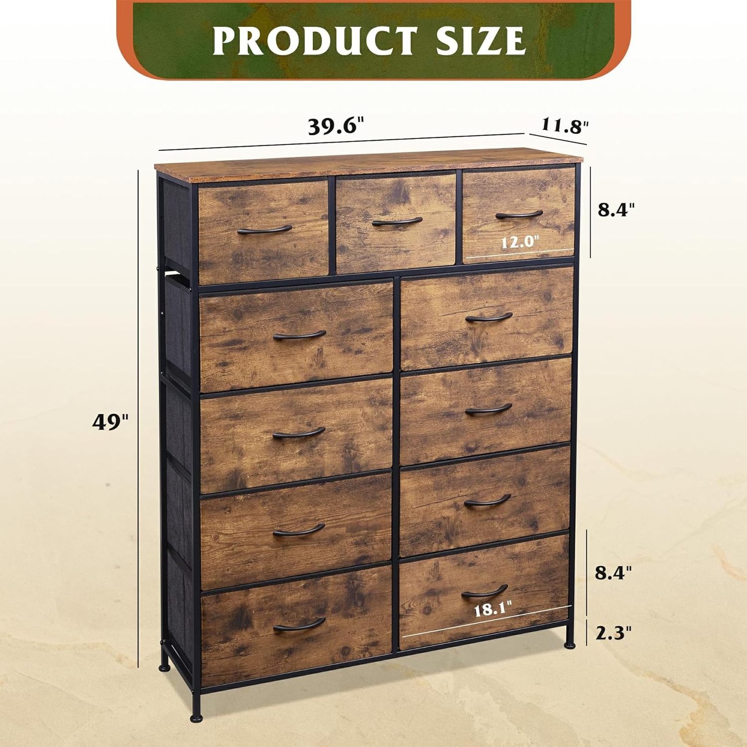 MDF Wood Fabric Dresser with 6 Drawers Chest Modern Style Wooden ...