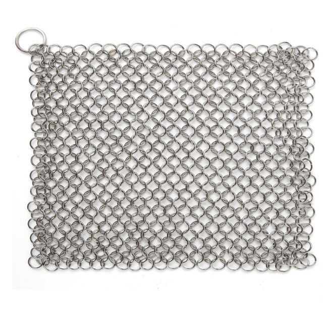 Kitchen cleaning stainless steel chainmail scrubber / cast iron cleaner ...