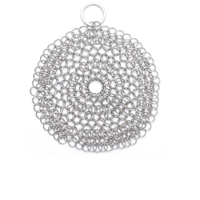 Kitchen cleaning stainless steel chainmail scrubber / cast iron cleaner ...