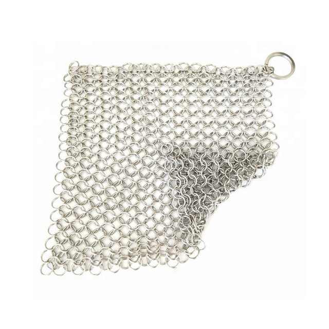 Kitchen cleaning stainless steel chainmail scrubber / cast iron cleaner ...