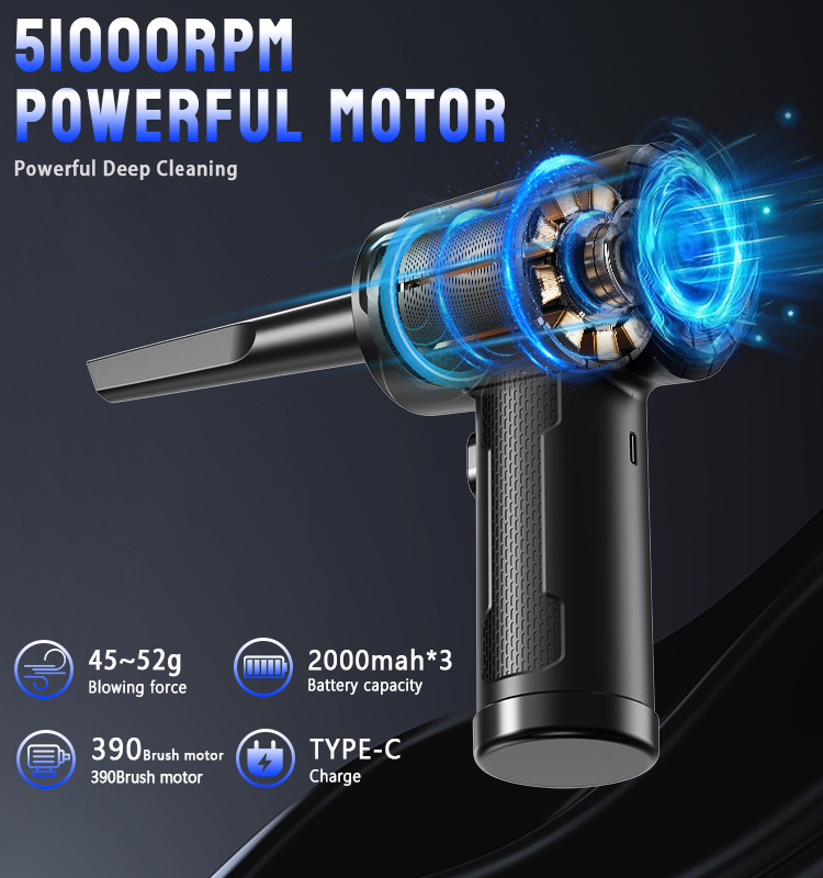 Duster Spray Compressed Electric Air Blower 6000mAh Rechargeable PC ...