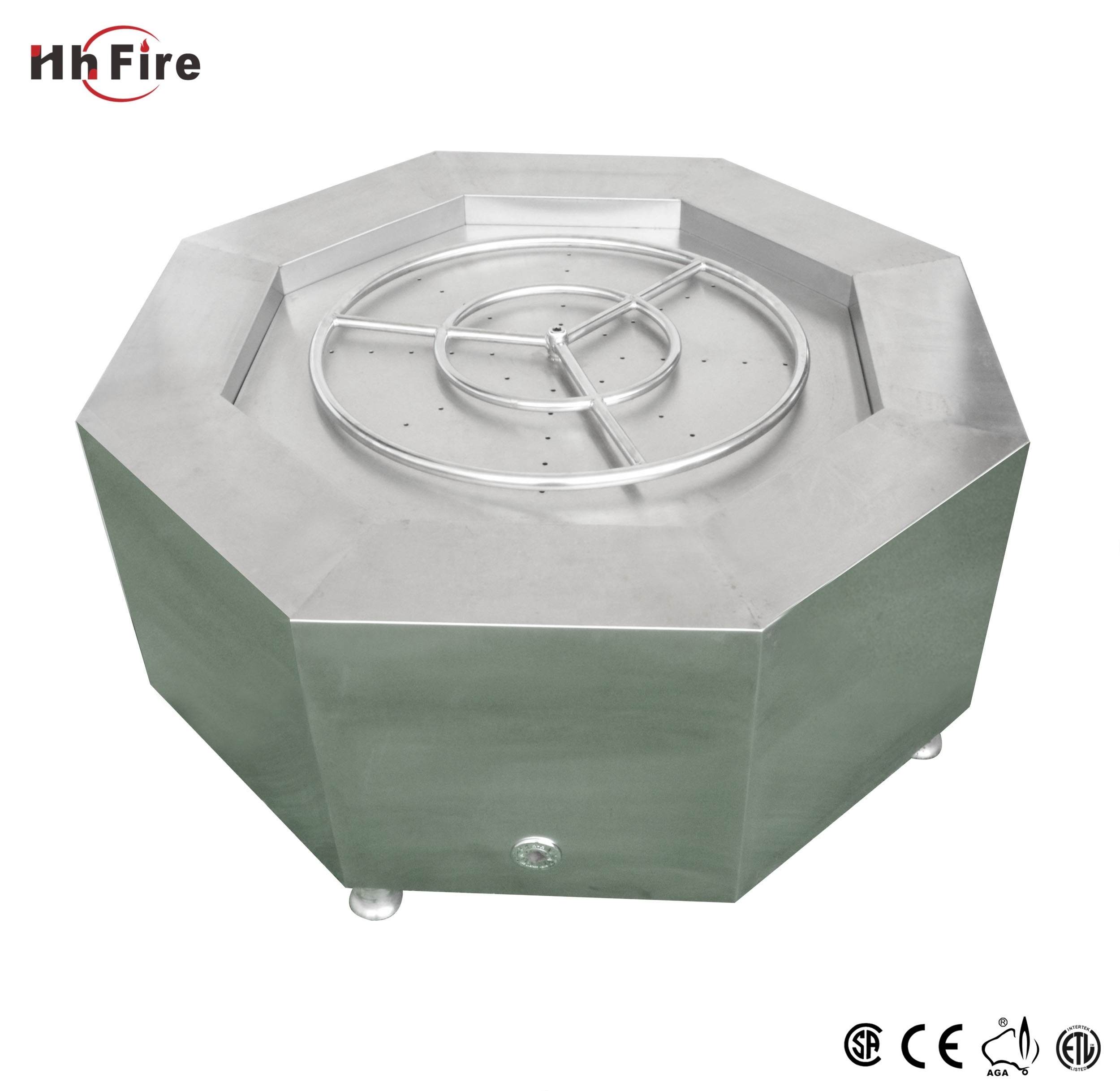 42 Inch Round Stainless Steel Octagon Fire Pit Natural Gas Table ...