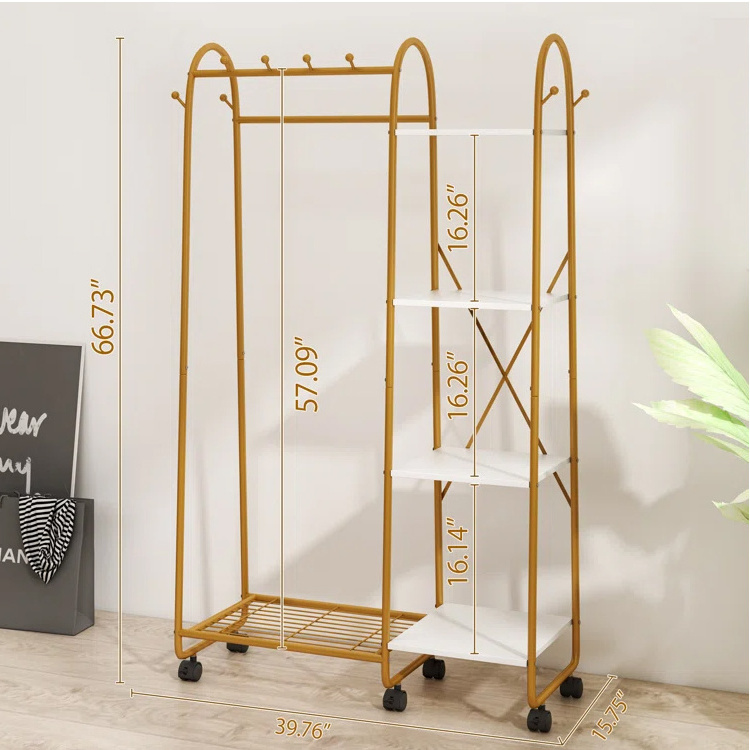Floor Standing Metal Gold Wedding Dress Clothing Display Rack For ...