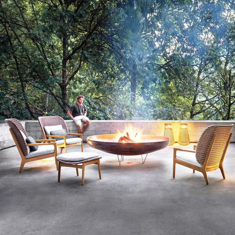 High-end Relaxing Rocking Single Sofa Chair Wood Velvet Leather Living ...