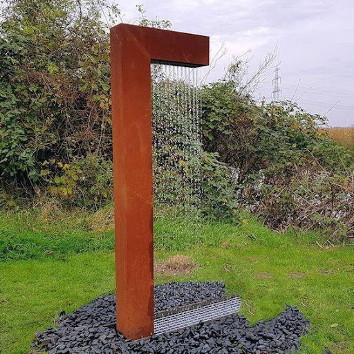 Corten steel round water table out door garden water feature water fall ...