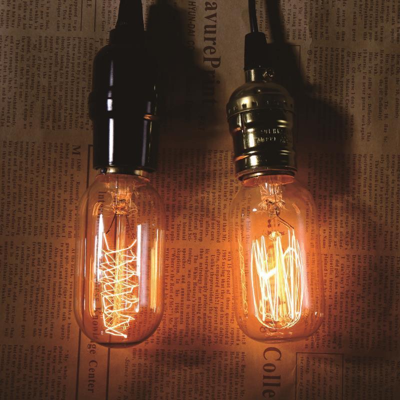 Edison Light Bulb 40 Watt E27 E26 Amber Glass T45 Tubular Bulbs Vintage ...