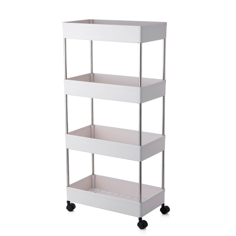 Narrow Mobile Shelving Unit with Handle Skinny Utility Cart with Wheels ...