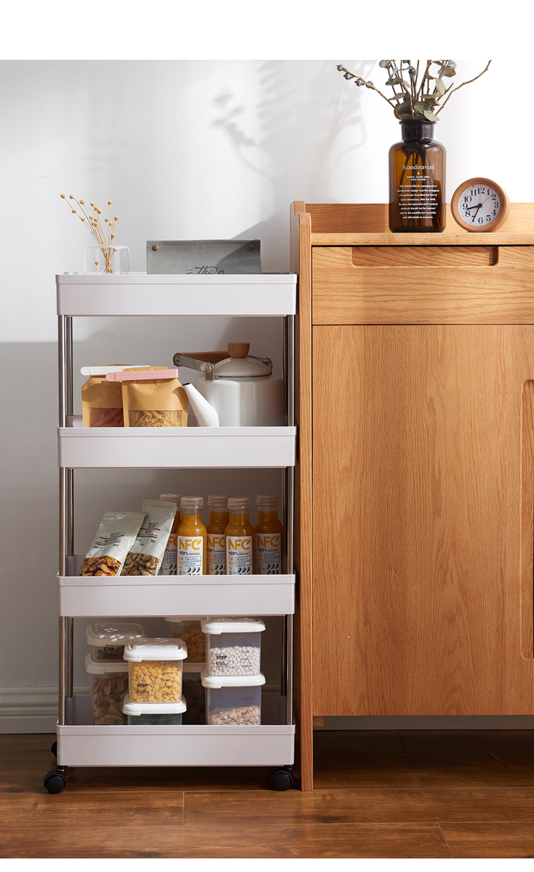 Narrow Mobile Shelving Unit with Handle Skinny Utility Cart with Wheels ...