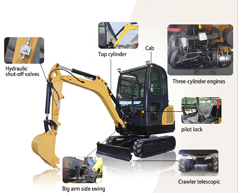 FREE SHIPPING micro excavator mini digger 800 kg mini excavator bucket ...