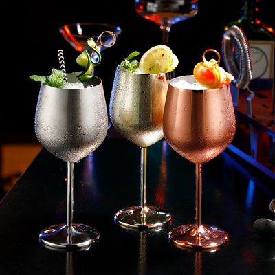 Wholesale 500ml Stainless Steel 304 Wedding Champagne Glass Custom Metal Red Wine Glass Goblet Wine Glasses Whiskey Cup BestSuppliers
